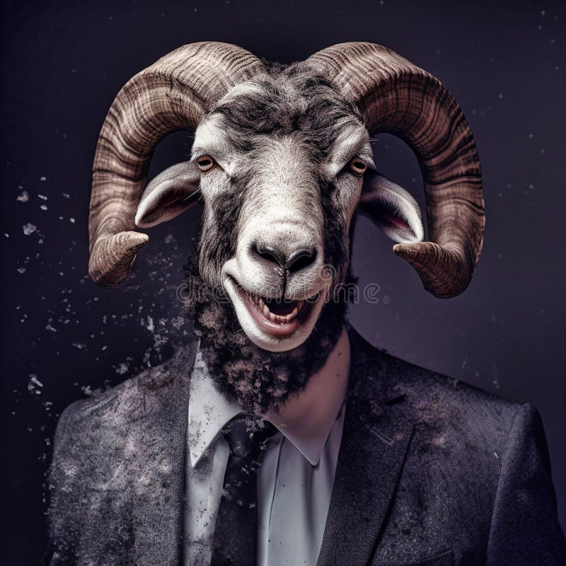 A Ram Dressed in a Business Man Costume, Generative AI Stock ...