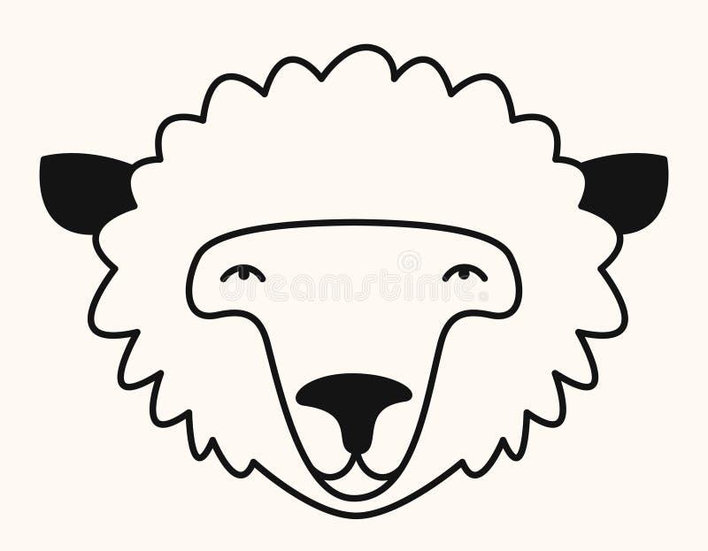 Ram face in doodle style. stock vector. Illustration of monochrome ...