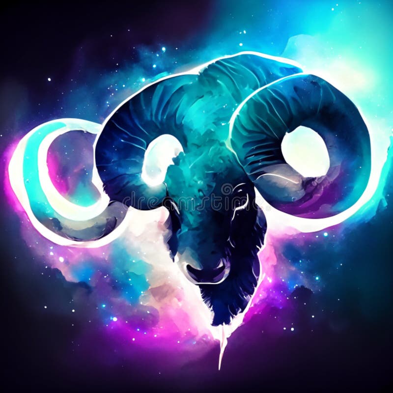 Ram Head on Abstract Cosmic Background. Vector Illustration for Your ...