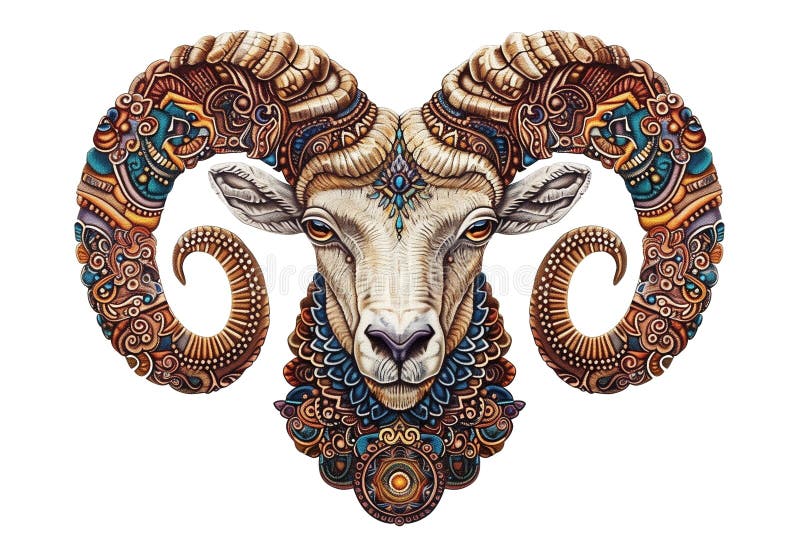 Ram Head Mandala with Ornaments Ai Illustration Stock Illustration ...
