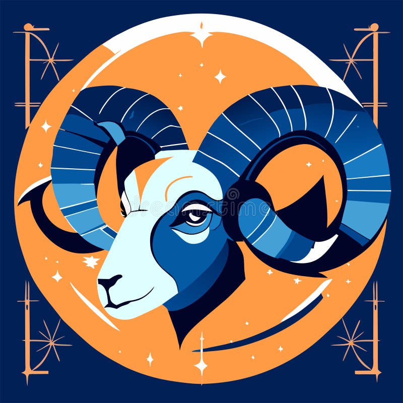 Ram Head, Symbol of the Zodiac, Vector Illustration in Flat Style AI ...
