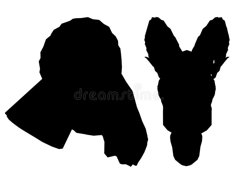 Ram Head Silhouette Isolated on White Background. Front and Side Views ...