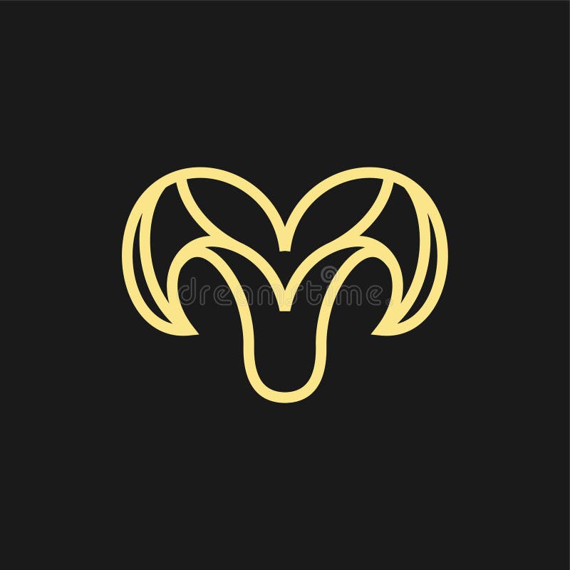 Ram Head Simple Line Creative Logo Design Stock Vector - Illustration ...