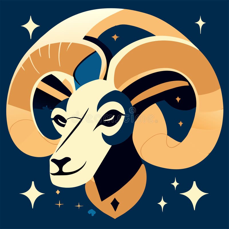 Ram Head. Vector Illustration in a Flat Style. the Symbol of the Zodiac ...