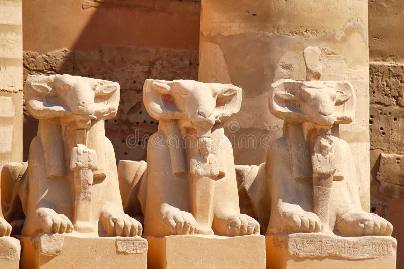 Ram-Headed Sphinxes with Pharaoh Figures – Karnak Temple, Egypt Stock ...