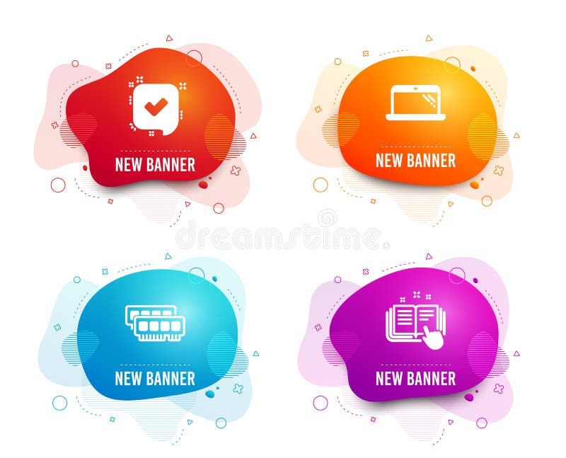Ram, Laptop And Confirmed Icons. Technical Documentation Sign. Vector ...