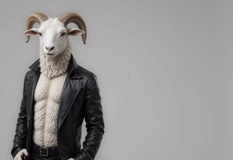 Ram in a Leather Jacket stock illustration. Illustration of animal ...