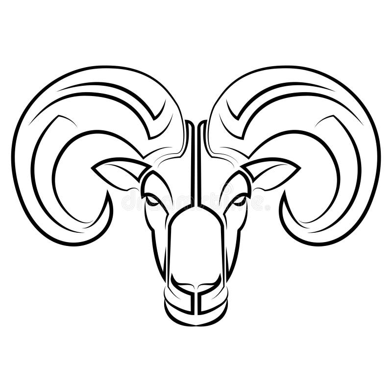 Ram line art 1 stock illustration. Illustration of logo - 341847381