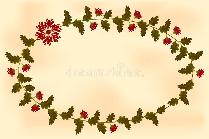 Ram Med Blommor I Formen Av En Ellips Vektor Illustrationer ...