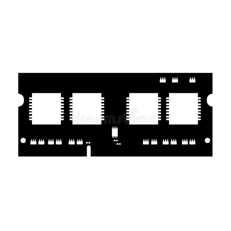 RAM Memory Silhouette. Black and White Icon Design Element on Isolated ...