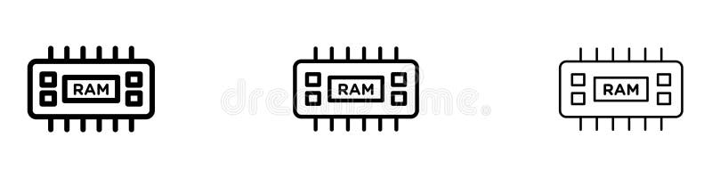 RAM Memoryline in Thin Line Black Color. Flat Simple Vector Symbols ...