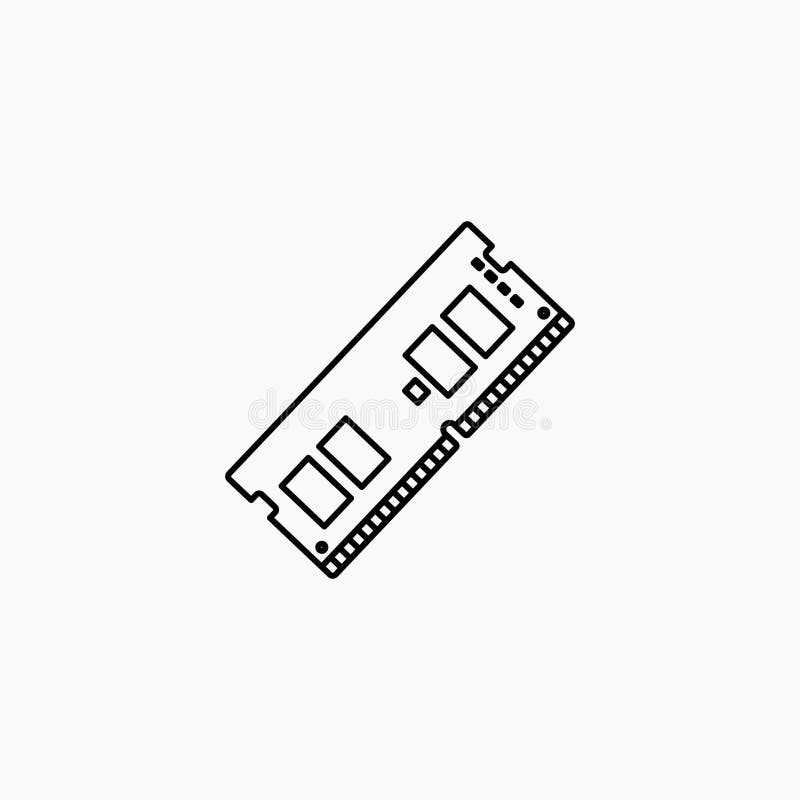 RAM Memoryline in Thin Line Black Color. Flat Simple Vector Symbols ...