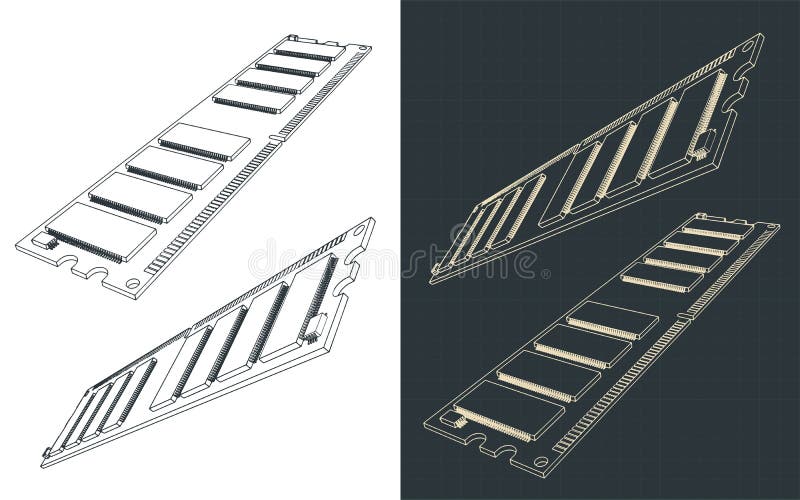 RAM module drawings stock vector. Illustration of circuit - 249032951