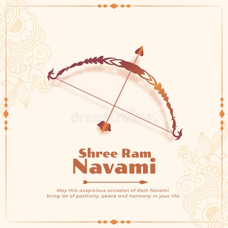 Ram Navami Bow And Arrow Festival Greeting Design Stock Vector