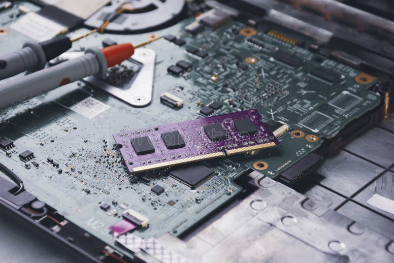 RAM Random-access Memory in Memory Slot Stock Image - Image of circuit ...