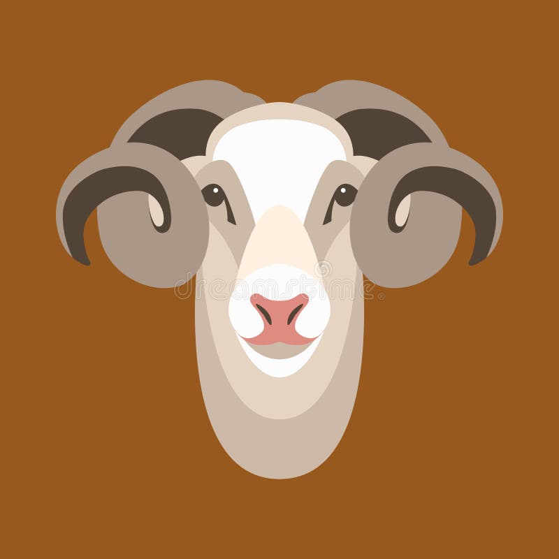 Ram Sheep Face Vector Illustration Style Flat Stock Vector ...