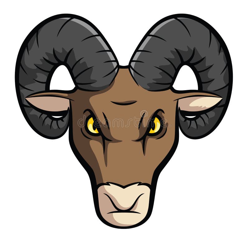 Cute Black Head Ram Sheep Cartoon Character on a Hill Stock ...