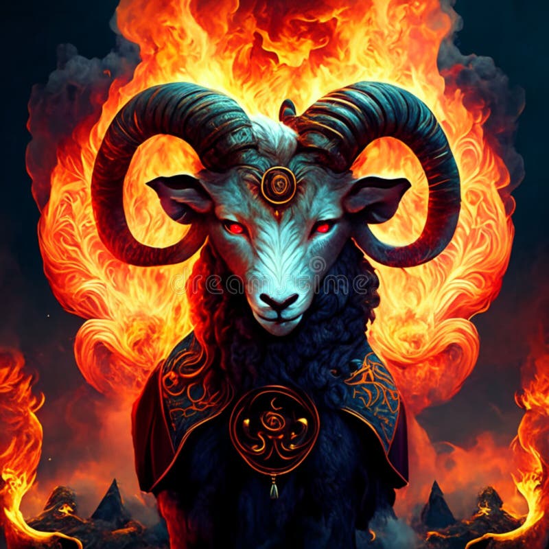 A Ram with a Shield in the Fire, 3d Illustration. AI Generated Stock ...