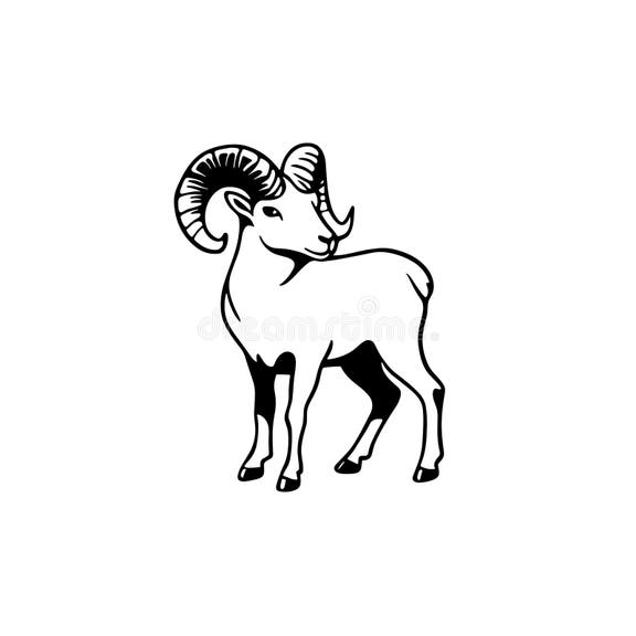 Ram. Ram Simple Black and White Line Art Vector Logo Stock Illustration ...