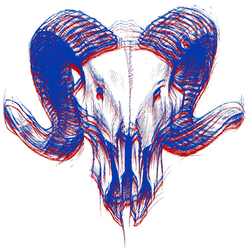 Ram Skull 3D stock vector. Illustration of draw, death - 85330978
