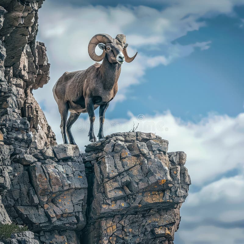 Ram Stands on a Rocky Ledge in the Desert. Stock Photo - Image of alps ...