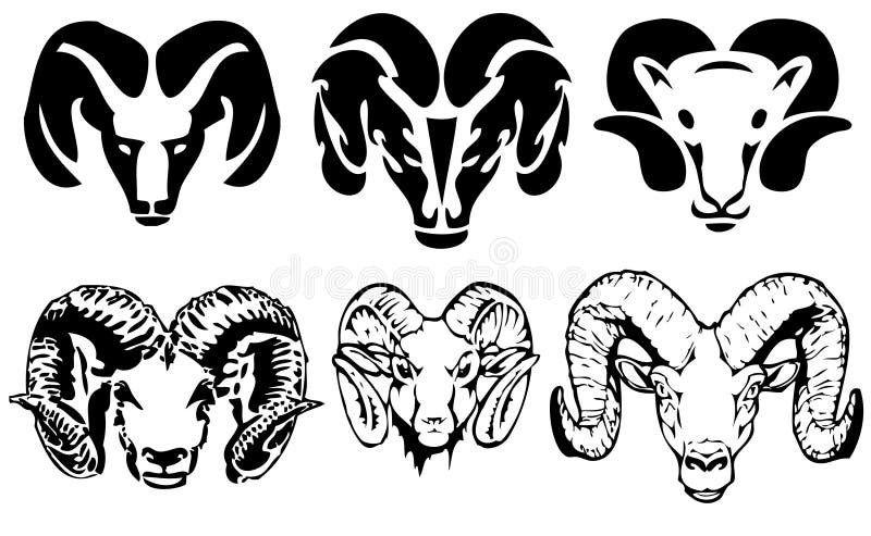 Ram stencil - Vector set stock vector. Illustration of stencil - 24252989