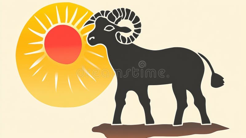 Ram in the Sun stock illustration. Illustration of aries - 367602266