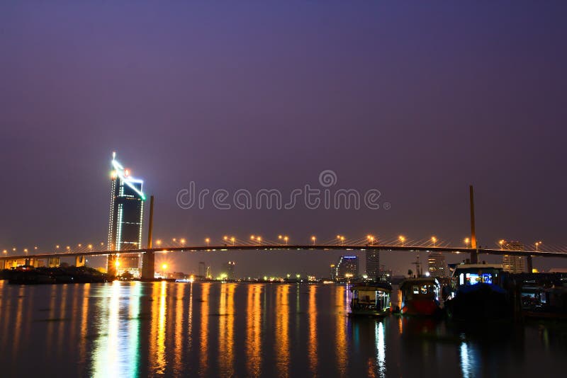 Rama 9 Bridge in the Evening Stock Photo - Image of express, bhumibol ...