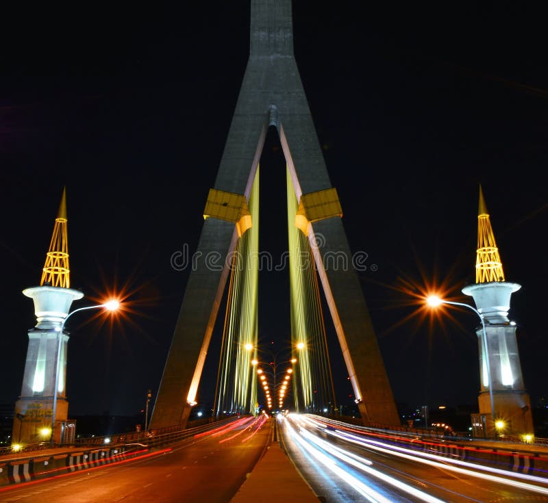 Rama 8 Bridge Bangkok stock image. Image of tower, long - 39981837