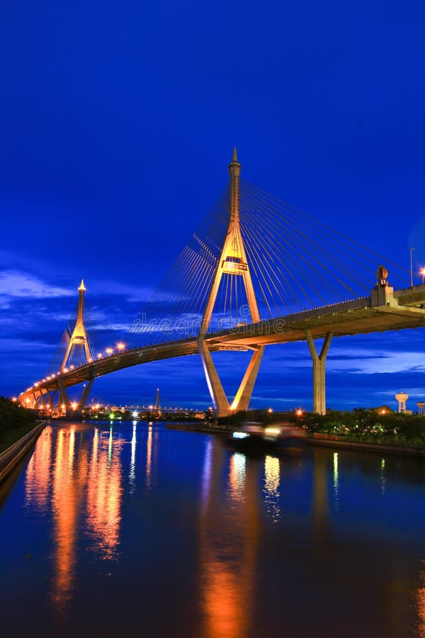 Rama 9 Bridge in the Evening Stock Photo - Image of angler, night: 27699978