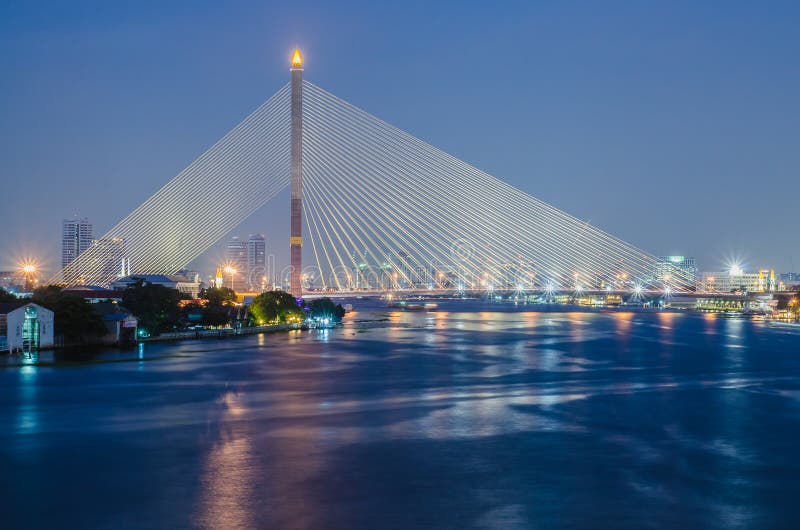 Rama 8 Bridge stock photo. Image of twilight, rama, architecture ...