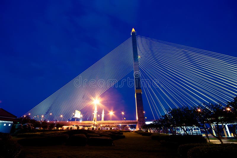 The Rama 8 Bridge at the Twilight Time Stock Photo - Image of building ...