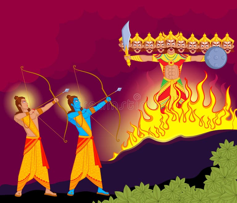 Rama Killing Ravana during Dussehra Stock Vector - Illustration of ...
