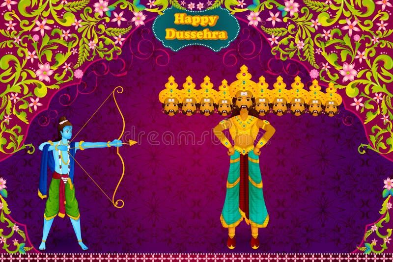 Rama Killing Ravana during Dussehra Stock Vector - Illustration of ...