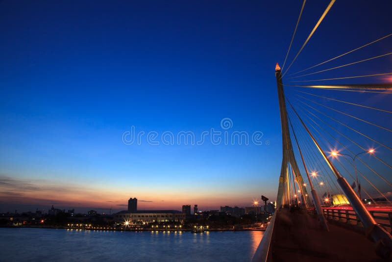 Rama VII Bridge in Thailand Stock Image - Image of skyline, landmark ...