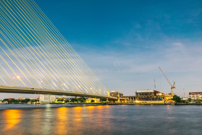 Rama VIII Bridge stock photo. Image of famous, light - 89117616