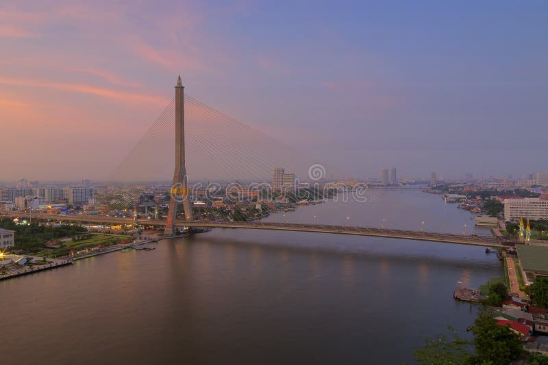 Rama VIII Bridge stock image. Image of night, asian - 135789583