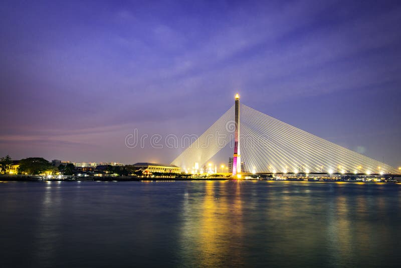 Rama VIII Bridge stock image. Image of night, city, rama - 73951671