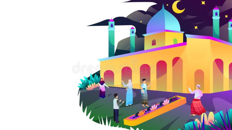 Ramadan Activity Animation in Front of Mosque, 2D Character Animation ...