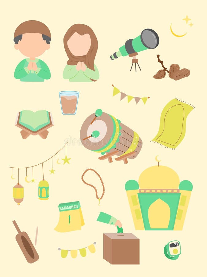 Ramadan Activity Icons Set in Flat Design Style Stock Vector ...