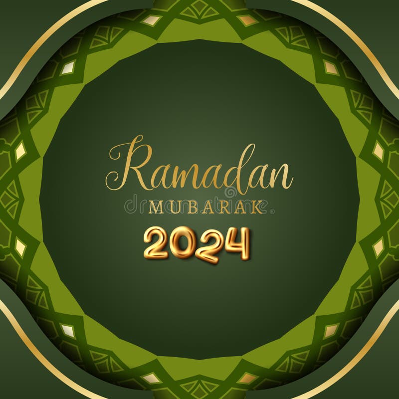Ramadan 2024 Banner with Green and Golden Islamic Background Design076 ...