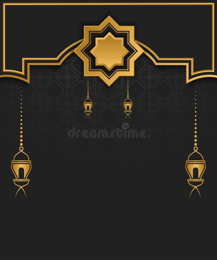 Ramadan Banner Simple Gold Design Stock Vector - Illustration of islam ...