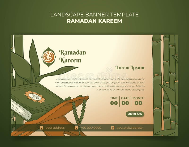 Ramadan Banner Template in Landscape Background with Bubble Menu Design ...