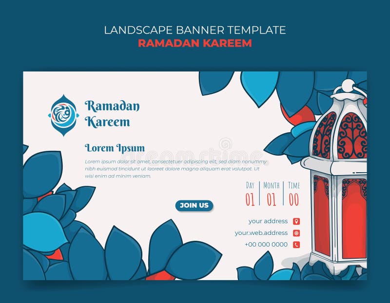 Ramadan Banner Template in Landscape Design with Lantern Design and ...