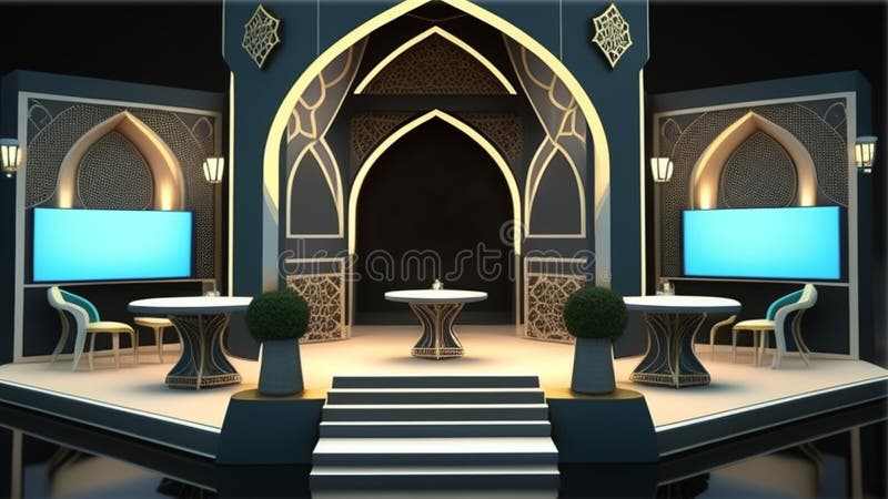 Ramadan Booth 3d Render Background Islamic Eid Event Stock Illustration ...
