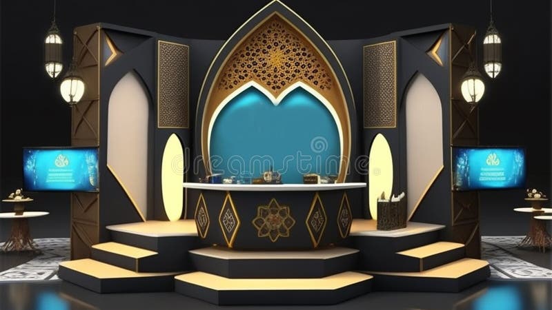 Ramadan Booth 3d Render Background Islamic Eid Event Stock Illustration ...