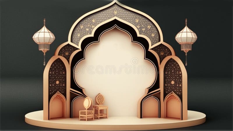 Ramadan Booth 3d Render Background Islamic Eid Event Stock Illustration ...