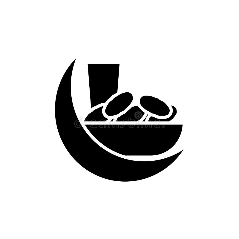 Ramadan Breakfast Icon Set. Eid Fasting Dinner Food Vector Symbol Stock ...