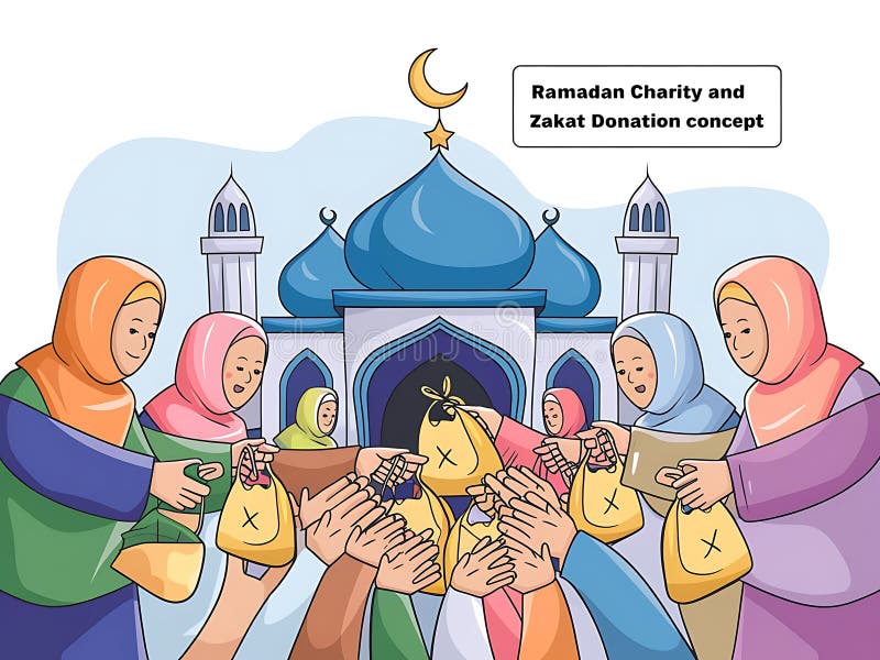 Ramadan Charity and Zakat Donation Concept with Helping Hands Stock ...
