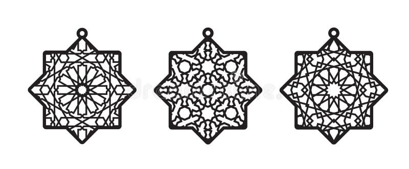 Ramadan Cnc Decor. Laser Cutting Stars Set Vector Template Stock Vector ...